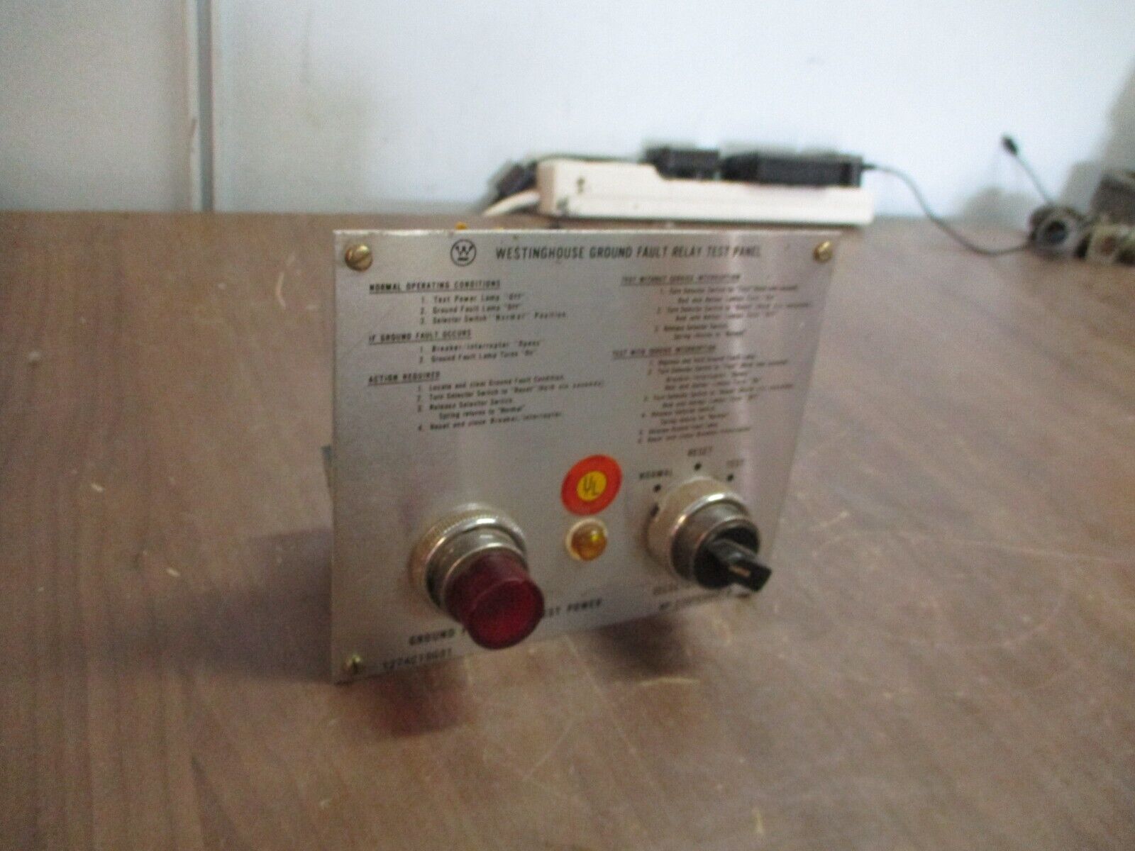 Westinghouse Ground Fault Relay Test Panel 1274C19G01 Used
