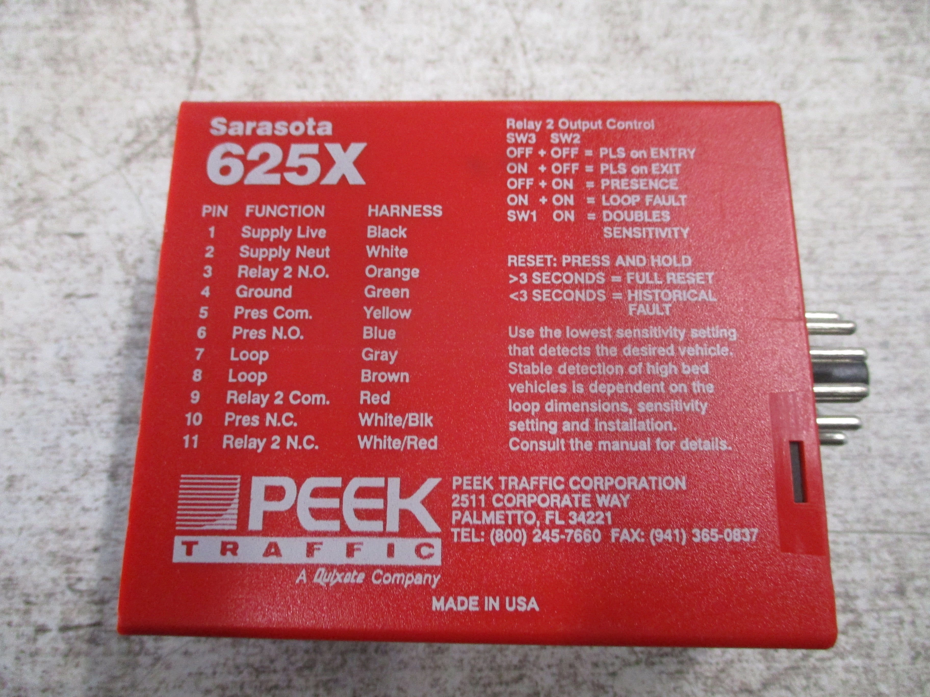 Peek Traffic Sarasota Vehicle Loop Detector 625X Used