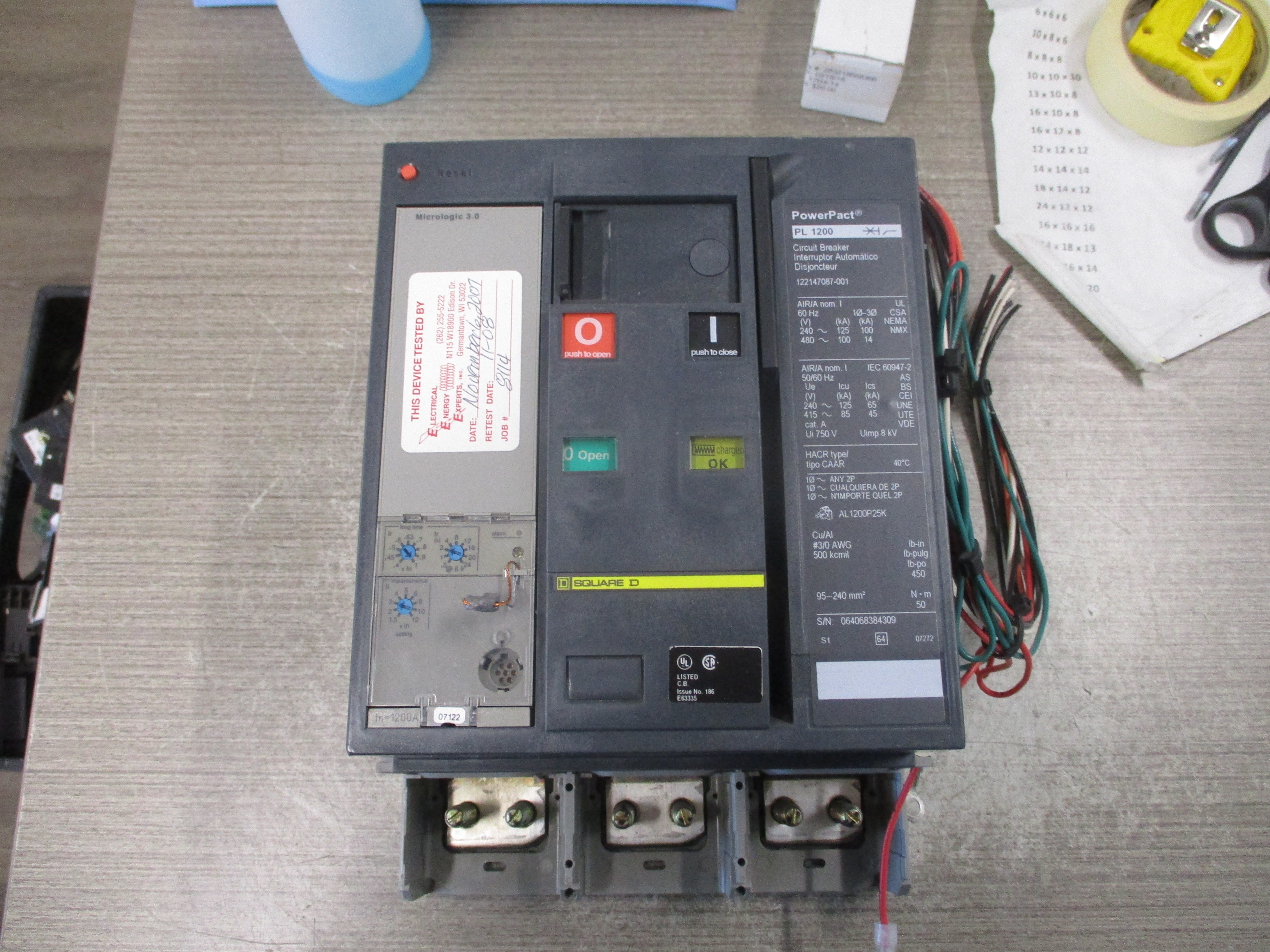 Square D PowerPact Circuit Breaker PL 1200 1200A 480V 60Hz MicroLogic