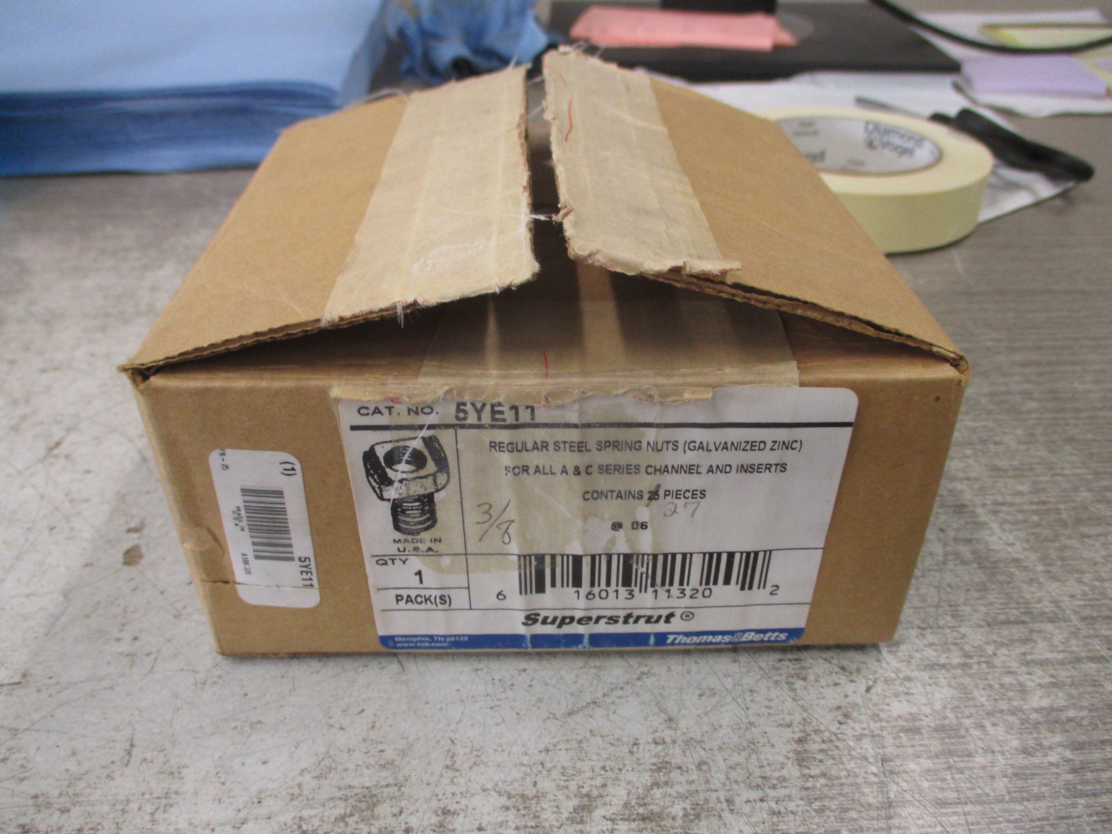 Thomas & Betts Superstrut Spring Nut 5YE11 Galvanized Steel 3/8" *Box